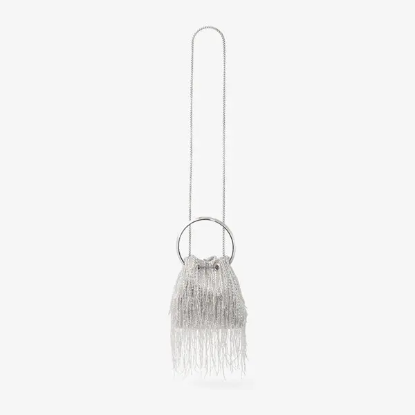 JIMMY CHOO Bon Bon Bucket Bag With Silver Braided Fringe - Silver/silver