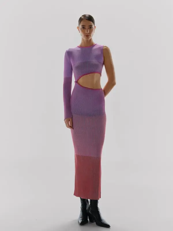 BAOBAB One Shoulder Maxi Dress With Cut-out Detail - Raspberry