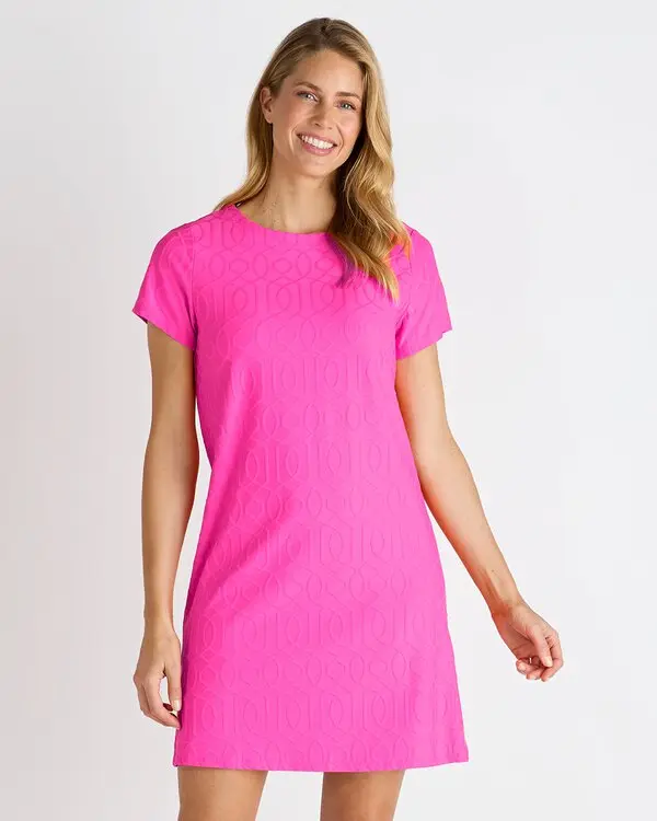 Jude Connally Ella Dress Jacquard - Garden Gate Peony Pink