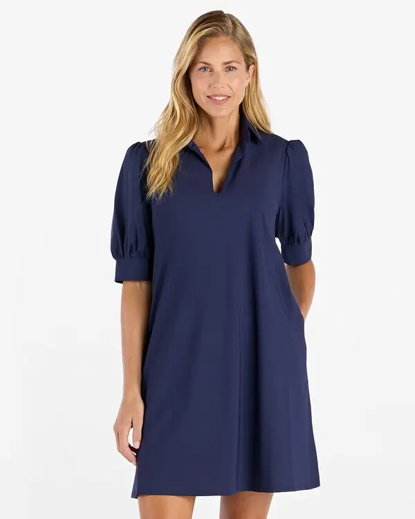 Jude Connally Emerson Dress With Puff Sleeves - Navy / Regular