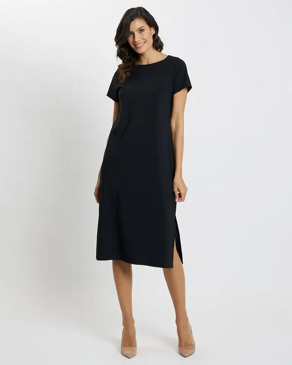 Jude Connally Ella Midi Dress Lightweight Jude Cloth - Black