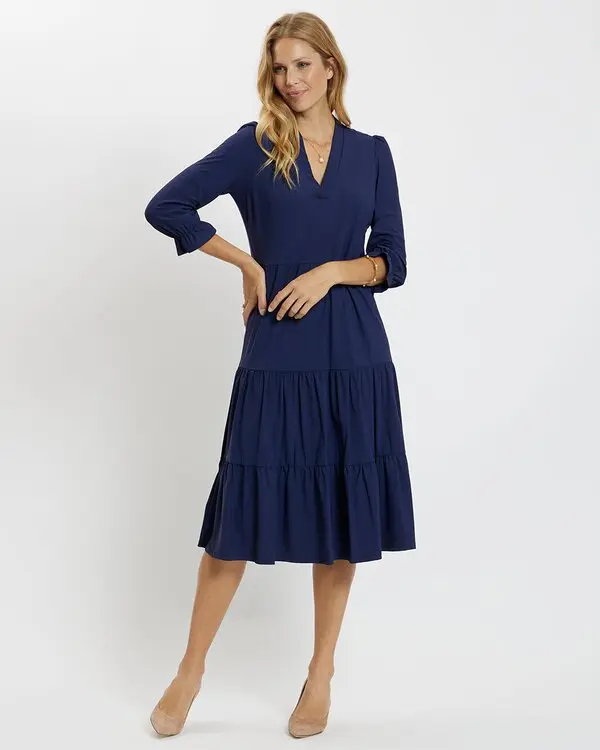 Jude Connally Maggie Dress Lightweight Jude Cloth - Navy