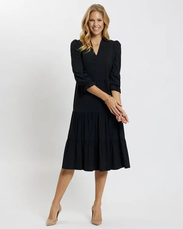 Jude Connally Maggie Dress Lightweight Jude Cloth - Black