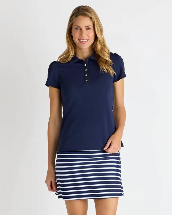 Jude Connally Angelica Puff Sleeve Polo - Navy