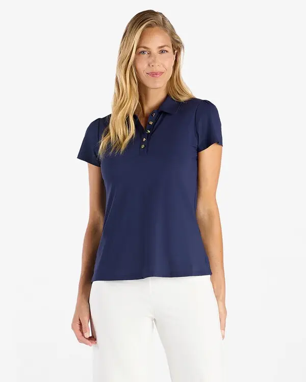 Jude Connally Angelica Puff Sleeve Polo - Navy