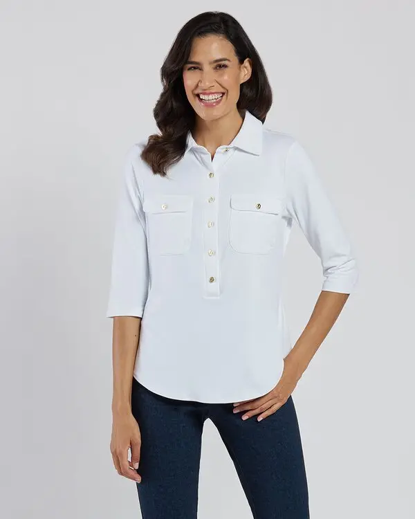 Jude Connally Sylvia Top Brushed Jude Cloth - White