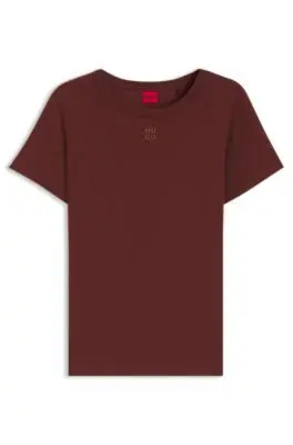 Hugo Regular-fit T-shirt With Stacked-logo Embroidery