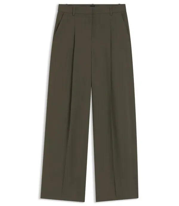 BOSS Wide-leg Pinstripe Stretch Crepe Pants - Green