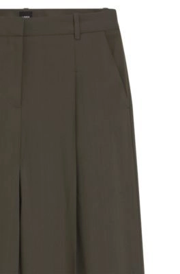 BOSS Wide-leg Pinstripe Stretch Crepe Pants - Green