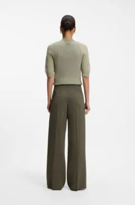 BOSS Wide-leg Pinstripe Stretch Crepe Pants - Patterned