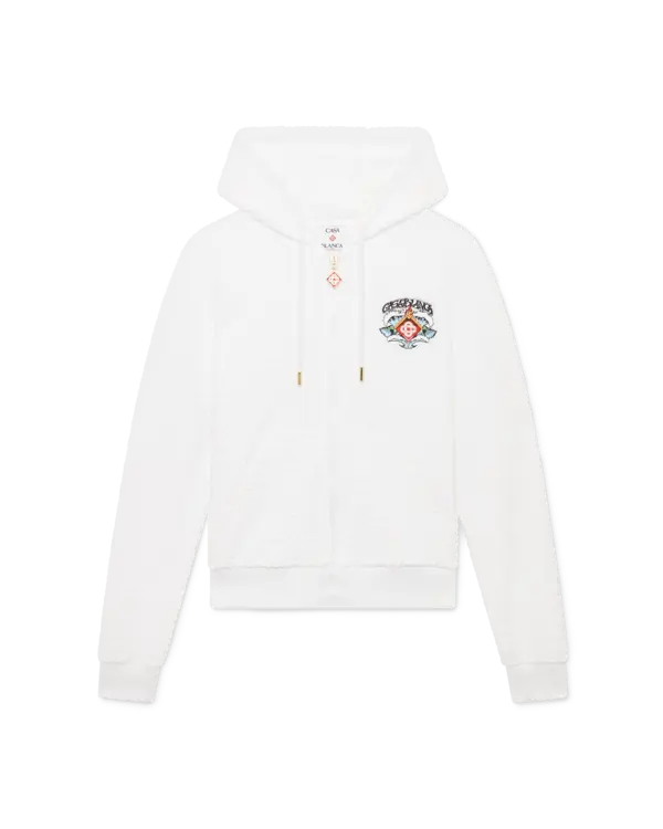 Casablanca Waves Monogram Towelling Zip-up Hooded Sweatshirt - Multicolor