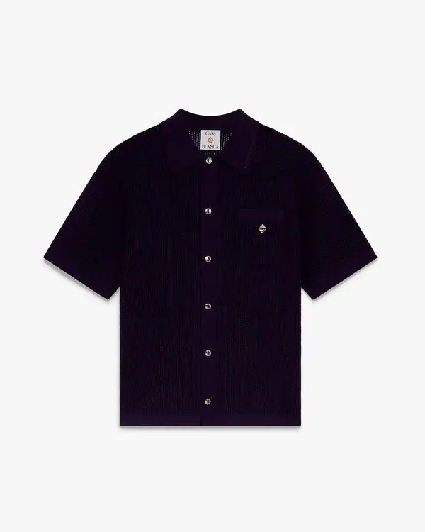 Casablanca Purple Short Sleeve Mesh Shirt - Silver