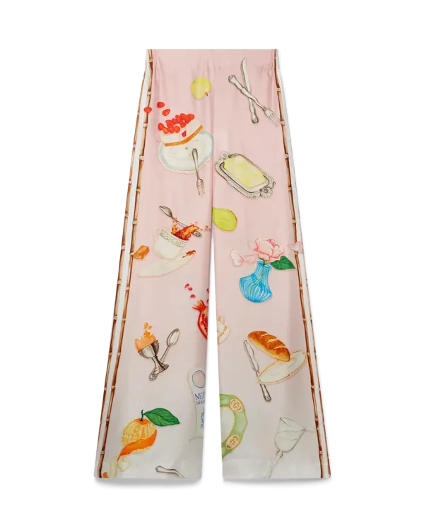 Casablanca Printed Silk Wide Leg Trousers