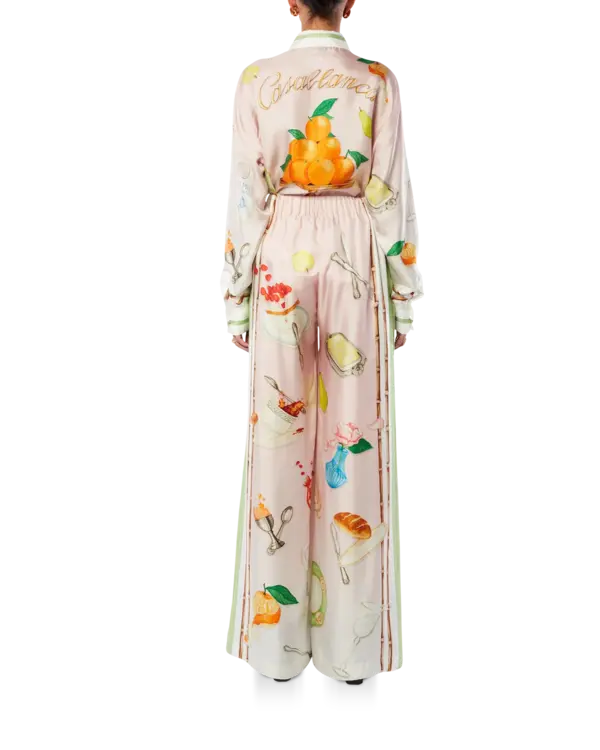 Casablanca Printed Silk Wide Leg Trousers