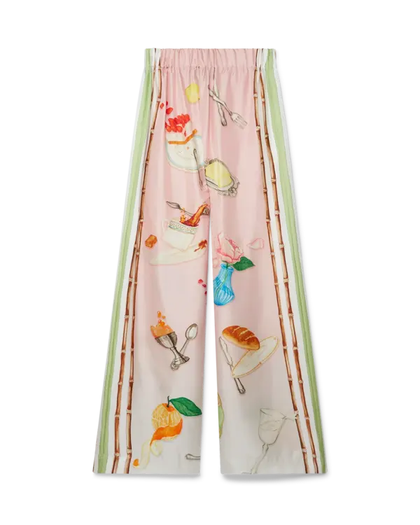 Casablanca Printed Silk Wide Leg Trousers