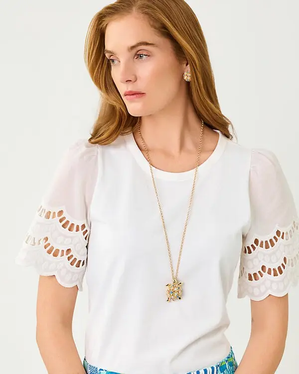 Lilly Pulitzer® Gold Metal Turtle Pendant Necklace With Semi-precious Stone Detail