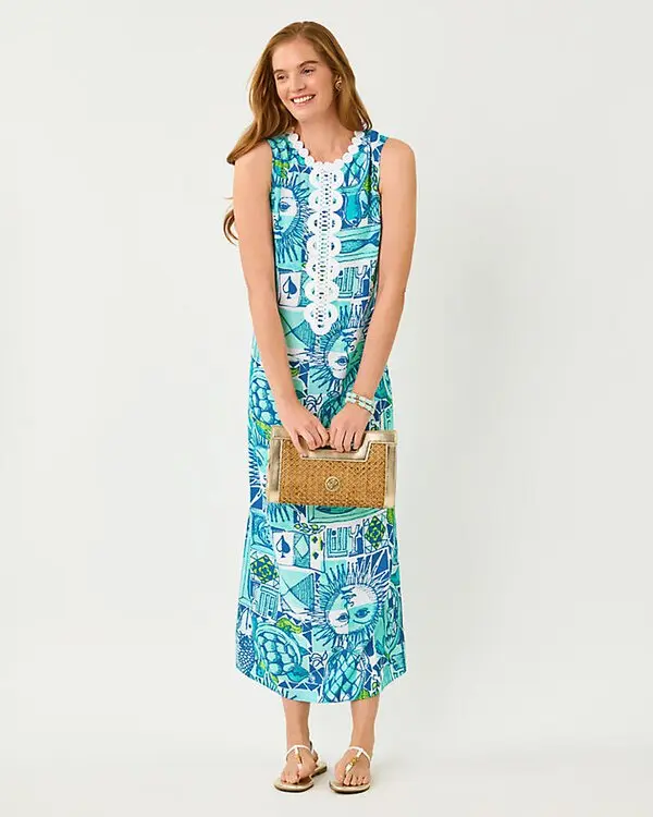 Lilly Pulitzer® Iris Maxi Dress With Lace Neck Detail - Mint