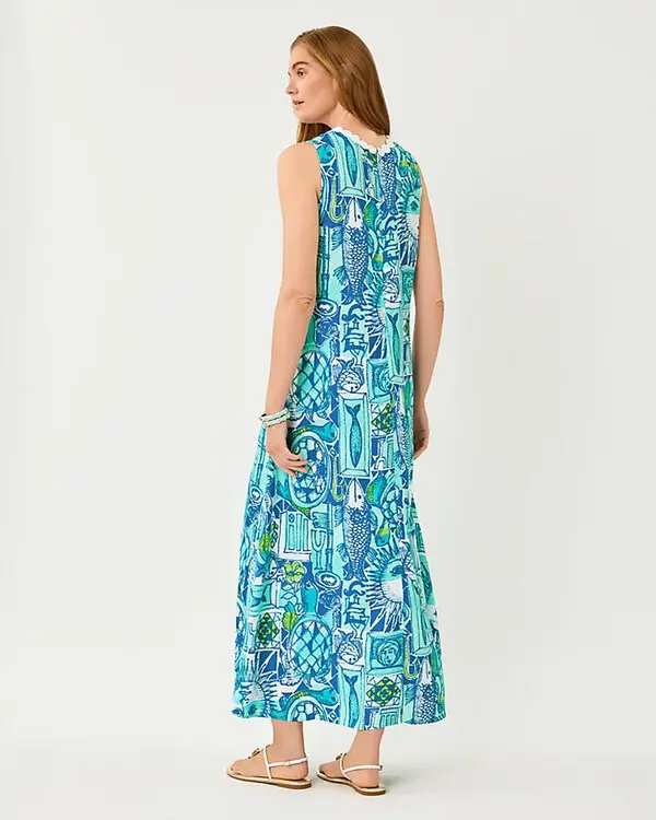 Lilly Pulitzer® Iris Maxi Dress With Lace Neck Detail