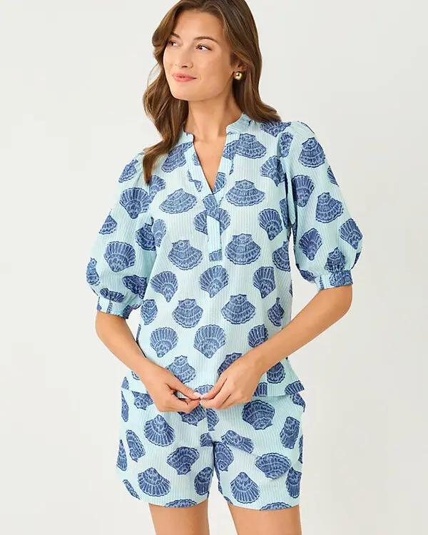 Lilly Pulitzer® Mialeigh Elbow Sleeve Top - Blue