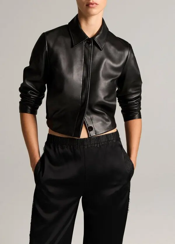 Vince Leather Cropped Jacket