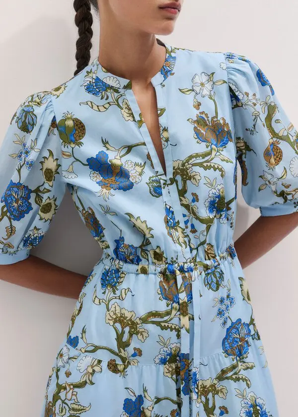 ME+EM Cotton Floral Garden Print Midi Dress