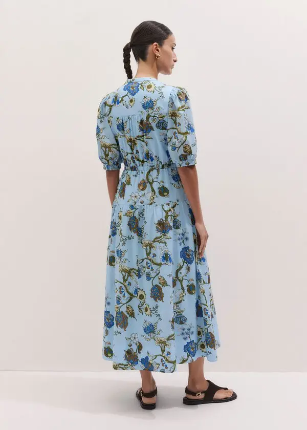 ME+EM Cotton Floral Garden Print Midi Dress