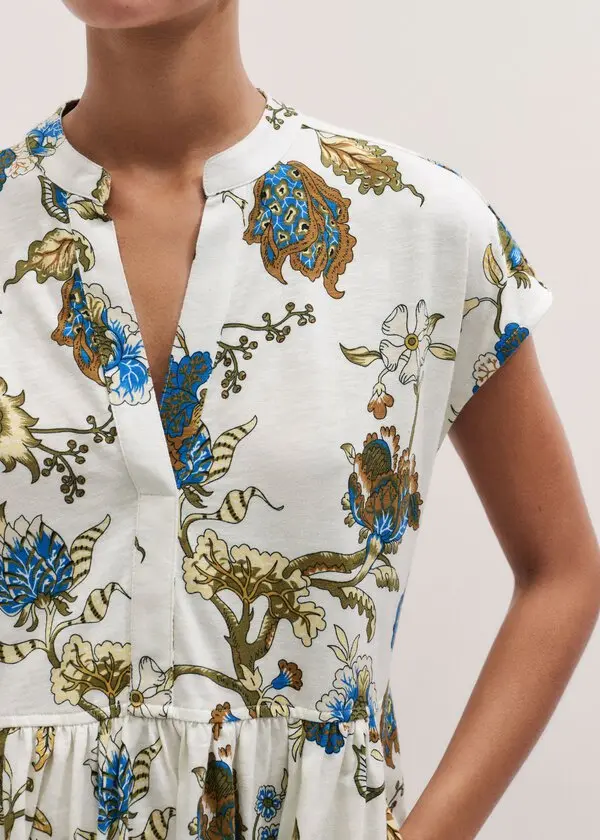 ME+EM Jacobean Garden Print Short Tiered Swing Dress