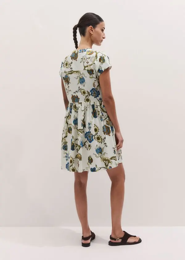 ME+EM Jacobean Garden Print Short Tiered Swing Dress