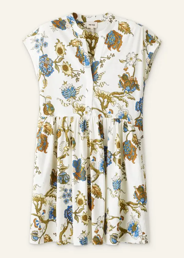 ME+EM Jacobean Garden Print Short Tiered Swing Dress