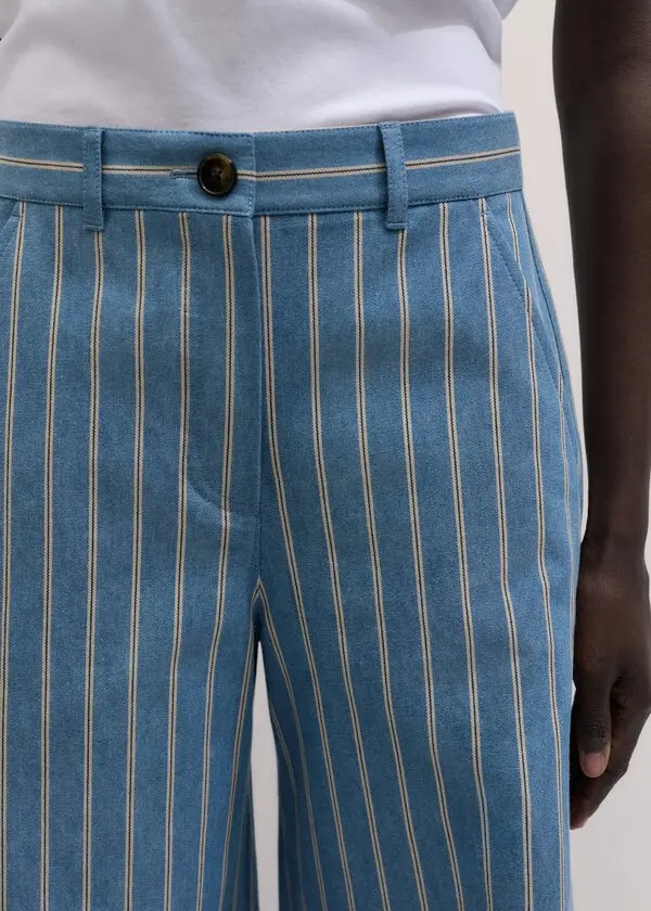 ME+EM Wide Leg Striped Trousers