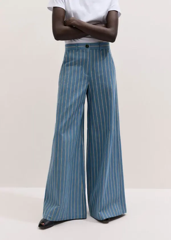 ME+EM Wide Leg Striped Trousers