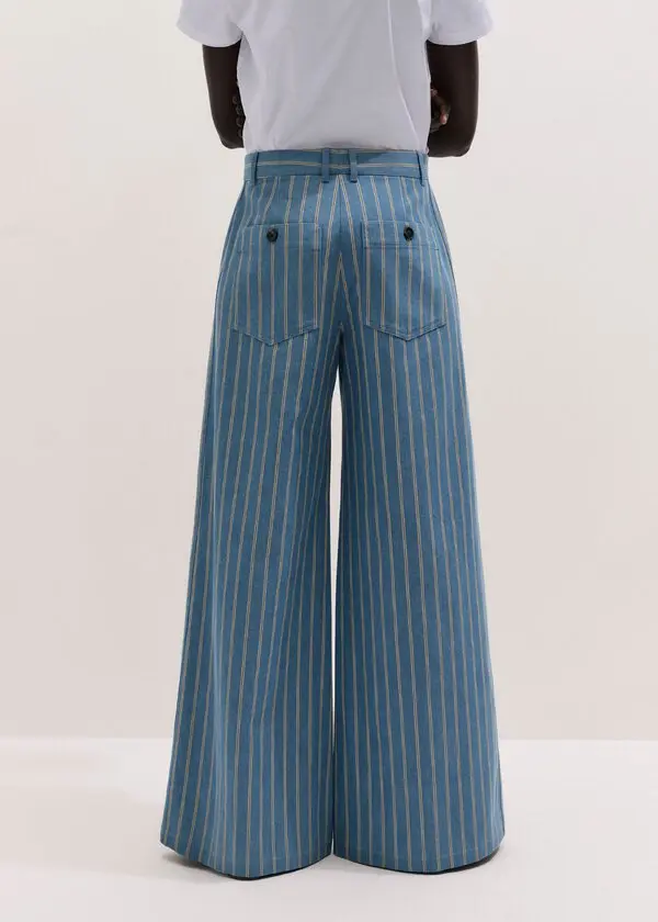 ME+EM Wide Leg Striped Trousers