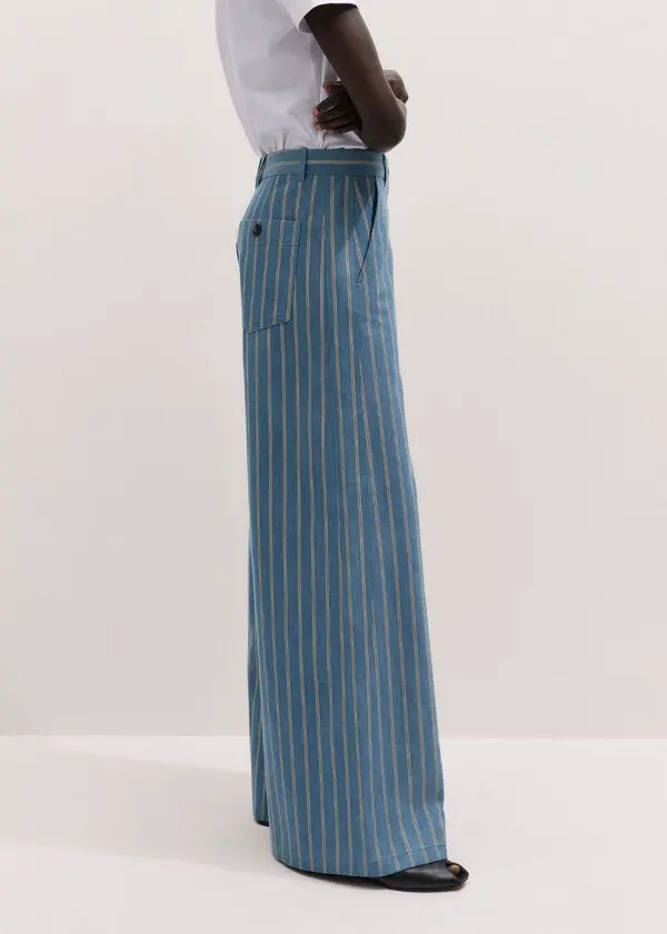 ME+EM Wide Leg Striped Trousers