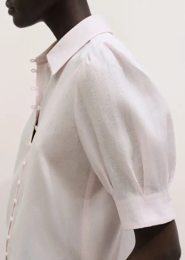 ME+EM Crease-less Linen Puff Sleeve Blouse
