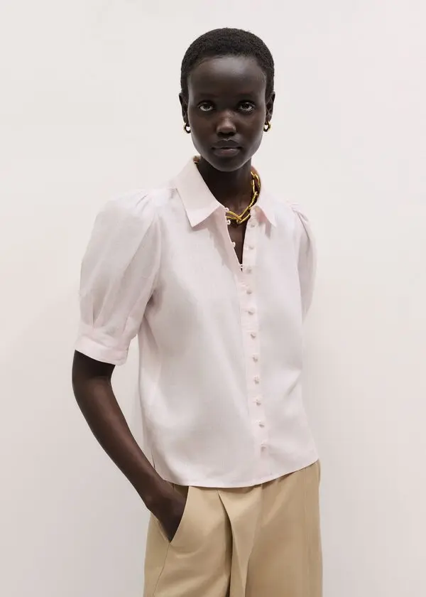 ME+EM Crease-less Linen Puff Sleeve Blouse