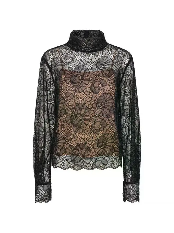 ROTATE BY BIRGER CHRISTENSEN Lace Long-sleeve Midi Dress - Black