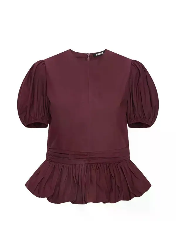 ROTATE BY BIRGER CHRISTENSEN Puff Sleeve Peplum Top - Red