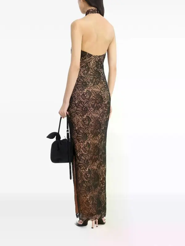 ROTATE BY BIRGER CHRISTENSEN Lace Halterneck Maxi Dress - Black