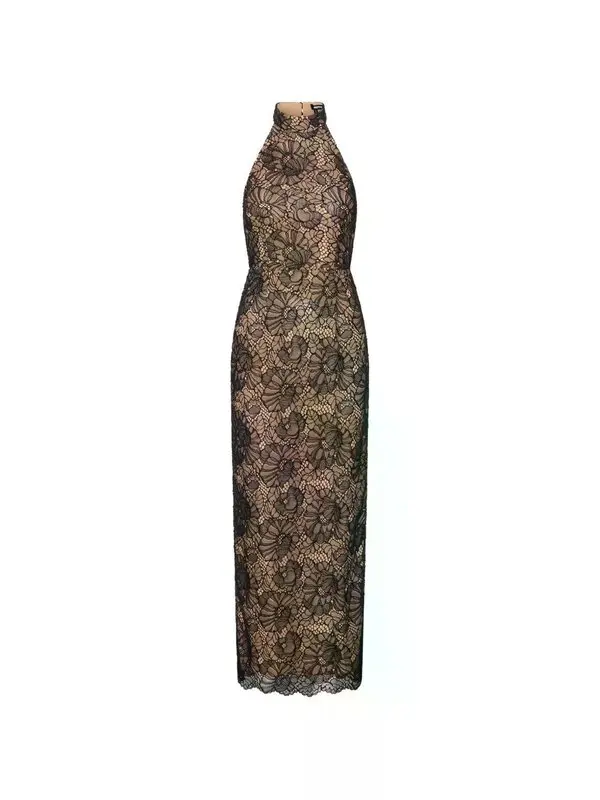 ROTATE BY BIRGER CHRISTENSEN Lace Halterneck Maxi Dress - Black