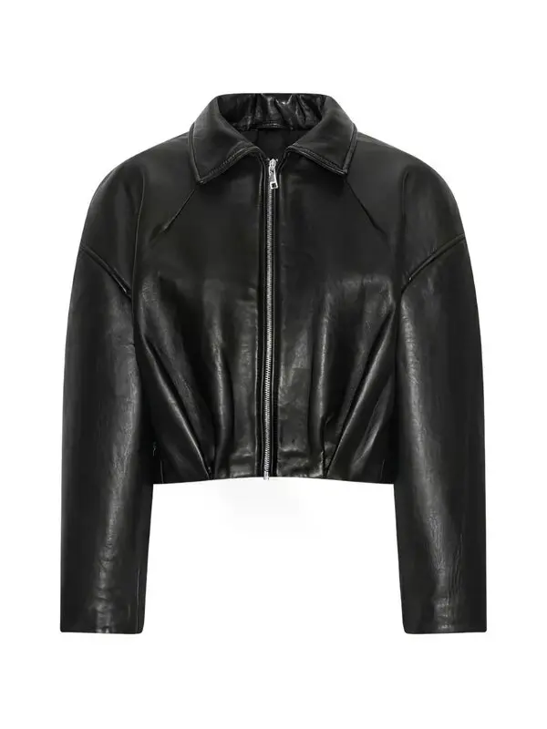ROTATE BY BIRGER CHRISTENSEN Boxy Leather Jacket - Black