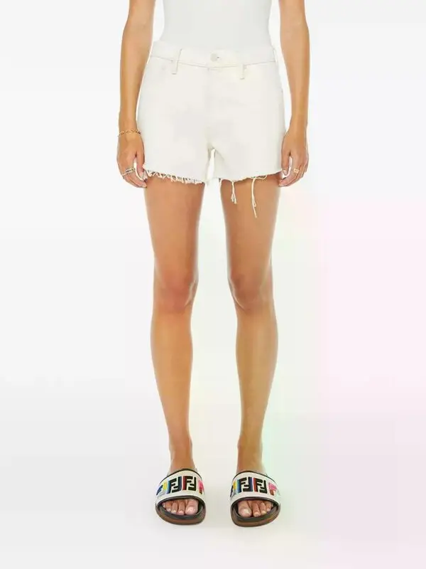 MOTHER The Dodger Frayed Shorts - White
