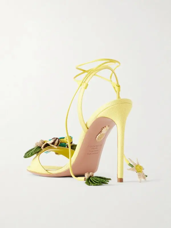 AQUAZZURA Birdsong Raffia Stiletto Sandals
