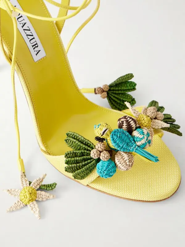 AQUAZZURA Birdsong Raffia Stiletto Sandals
