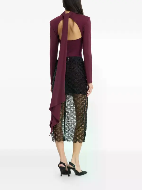ROTATE BY BIRGER CHRISTENSEN Draped Panel Long Sleeve Top