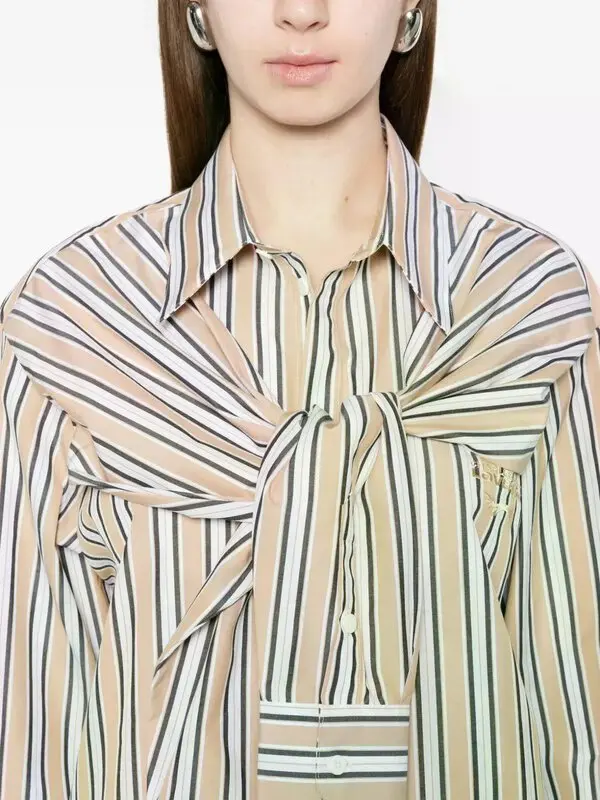 CHARLES JEFFREY Beige Stripe Pattern Shirt