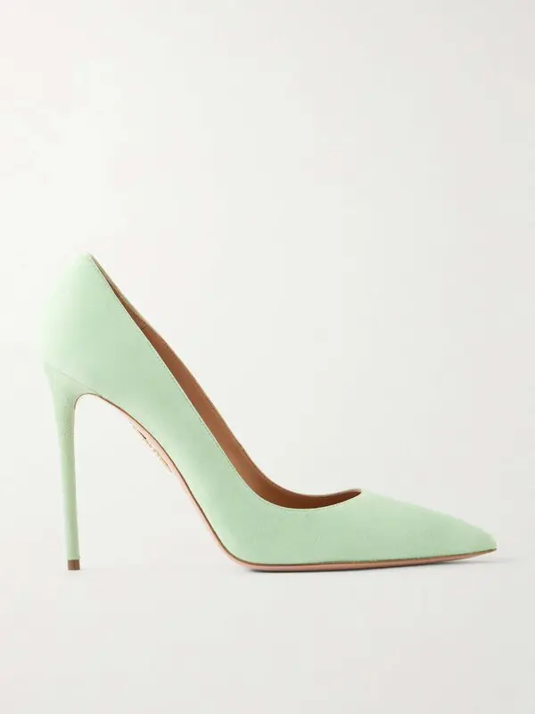 AQUAZZURA Purist 105 Suede Pumps - Mint