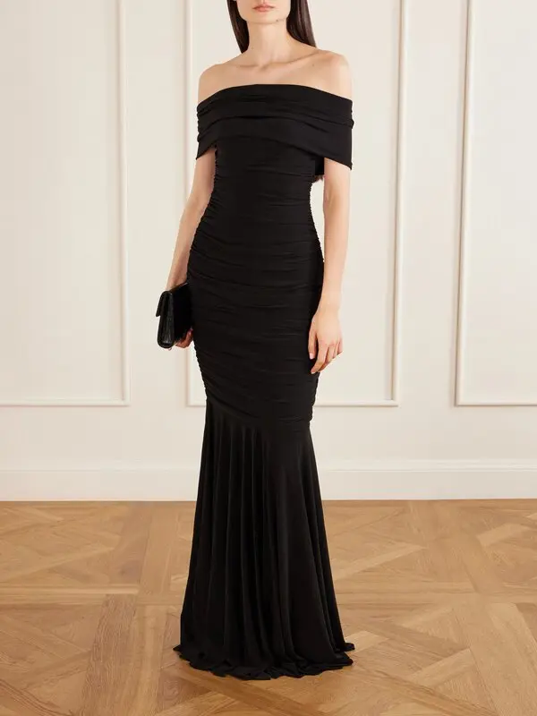 Norma Kamali Gathered Jersey Gown - Black