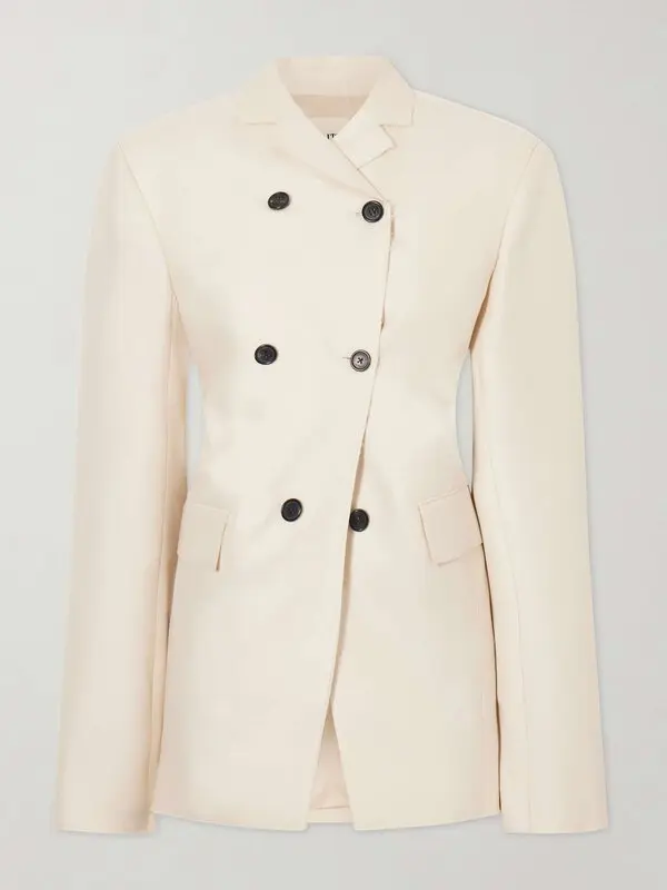 Khaite Rolo Double-breasted Wool And Silk-blend Balzer - Ivory