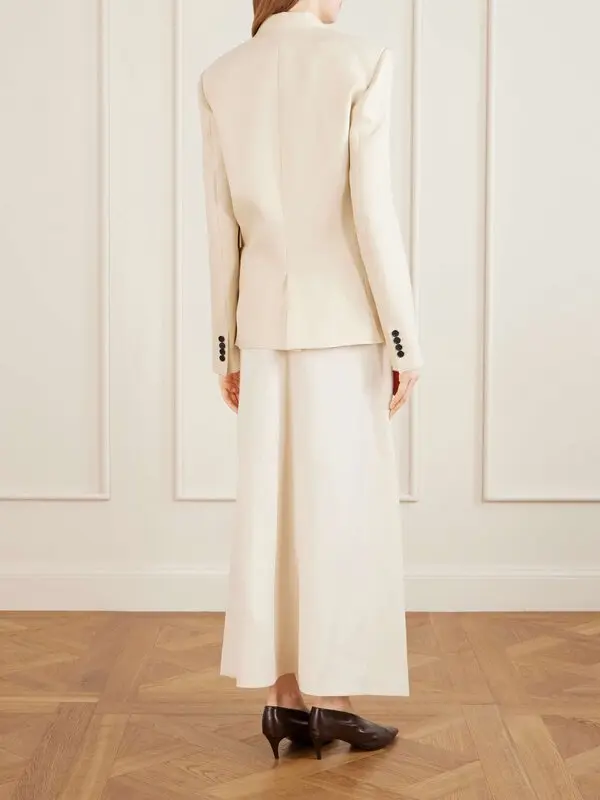 Khaite Rolo Double-breasted Wool And Silk-blend Blazer - Ivory