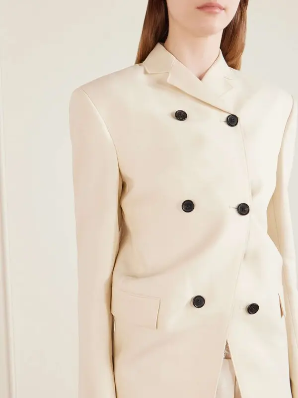 Khaite Rolo Double-breasted Wool And Silk-blend Blazer - Ivory